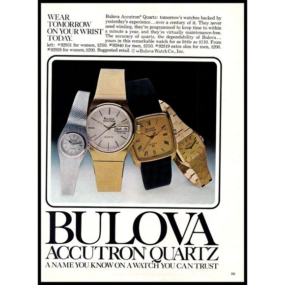 Bulova | Art | 978 Bulova Accutron Watch Vintage Print Ad Mens Womens ...